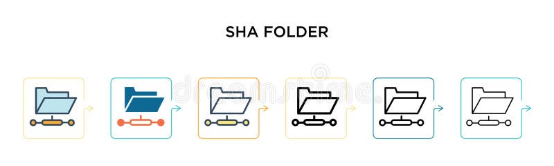 Shared Folder Vector Icon in 6 Different Modern Styles. Black, Two ...