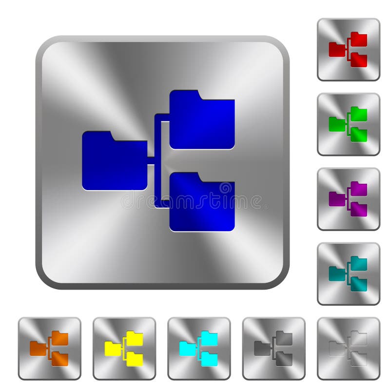 Shared Folders Rounded Square Steel Buttons Stock Vector - Illustration ...