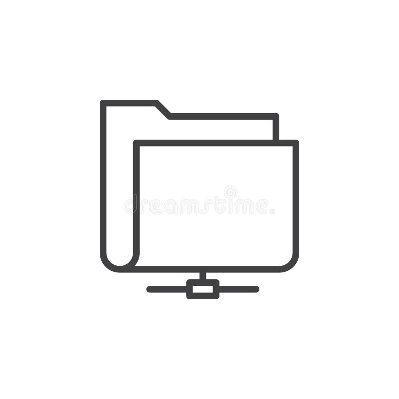 Shared Network Folder Line Icon, Outline Vector Sign, Linear Style ...