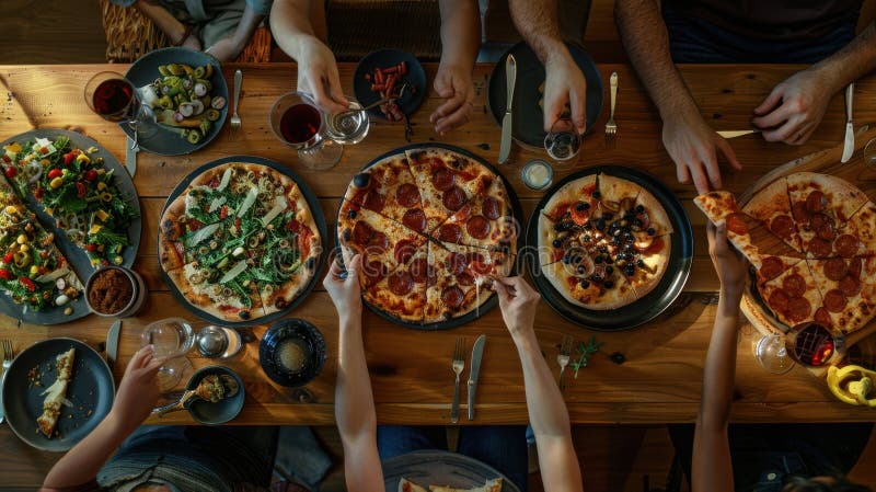 The Shared Pizza Dinner.AI Generated Image Stock Image - Image of ...