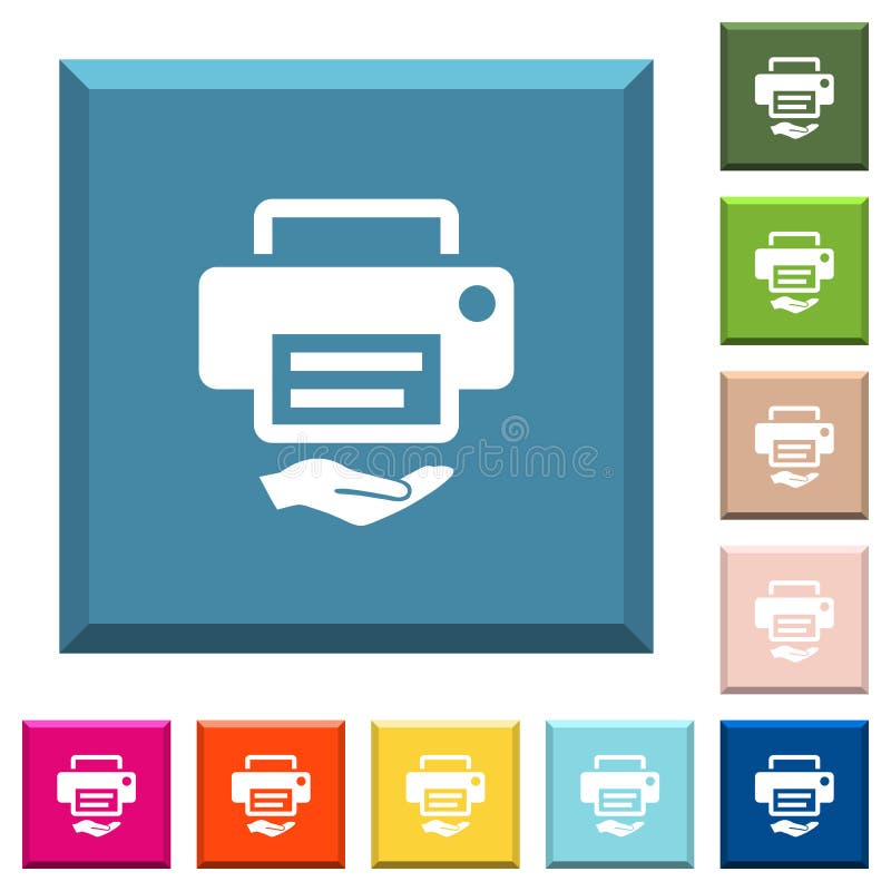 Shared Printer White Icons on Edged Square Buttons Stock Vector ...