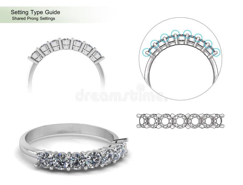 Prong Diamond Settings Isolated on White Background,Setting Type Guide ...