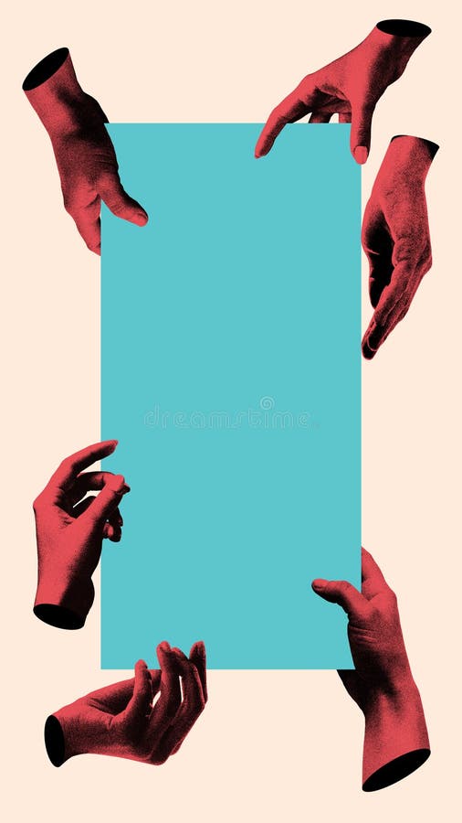 Shared Responsibility. Multiple Hands Hold Vibrant Rectangle ...