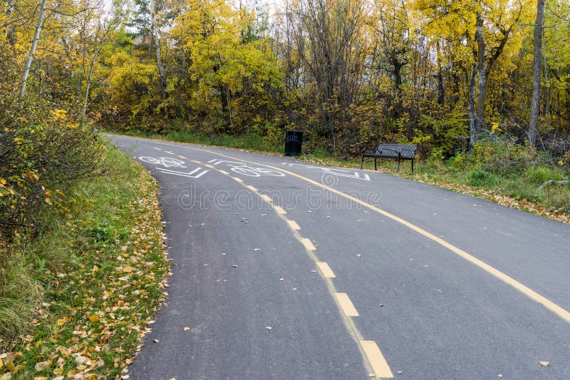 Shared-use Path for Cyclists and Pedestrians in Fall Season Stock Photo ...