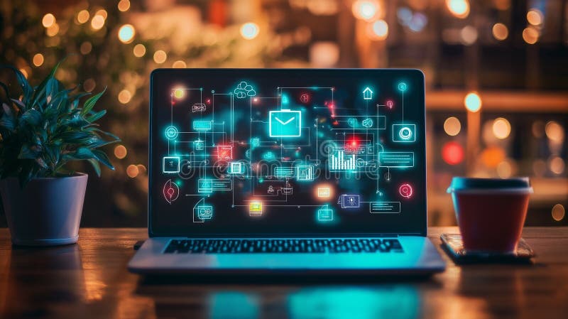 Shared Virtual Workspace Shown on a Laptop Screen, Representing ...