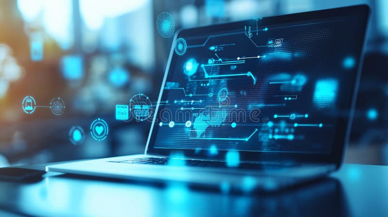 Shared Virtual Workspace Shown on a Laptop Screen, Representing ...