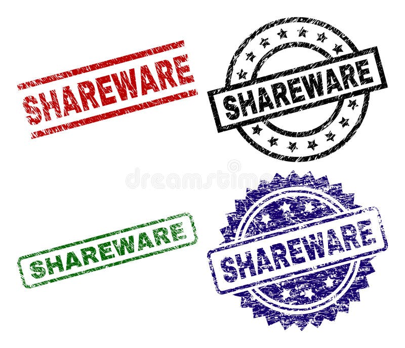 Grunge Textured SHAREWARE Stamp Seals Stock Vector - Illustration of ...