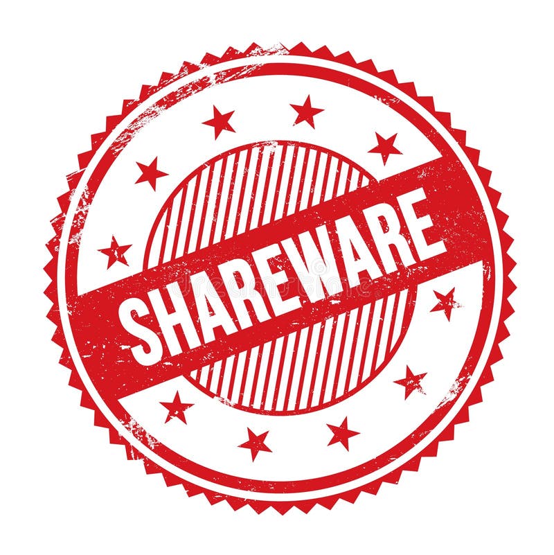 SHAREWARE Text Written on Red Grungy Round Stamp Stock Illustration ...
