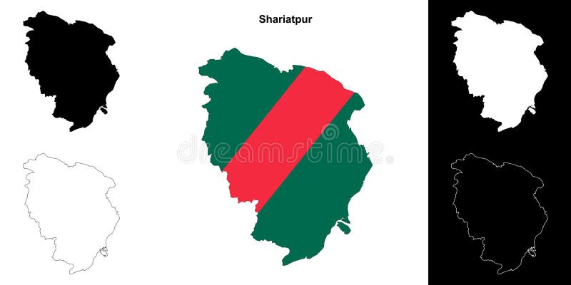 Shariatpur outline map stock vector. Illustration of region - 357724944