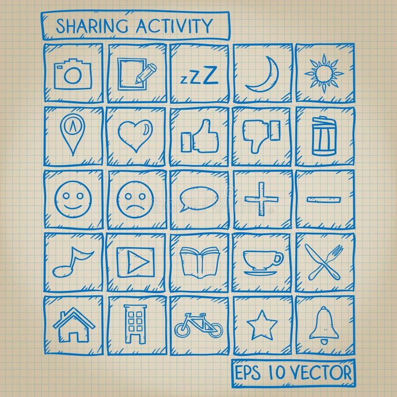 Sharing Activity Icon Doodle Set Stock Vector - Illustration of ...