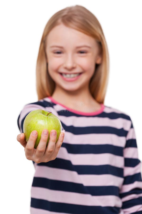 Sharing apple with you. stock photo. Image of giving - 38316546