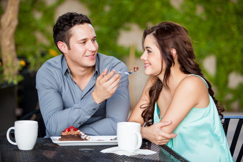 Sharing a Cake with My Girlfriend Stock Image - Image of drinking ...