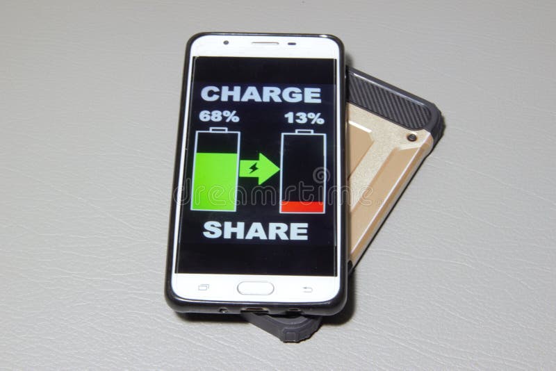 Sharing Charge between Charge Share Phones Stock Photo - Image of ...