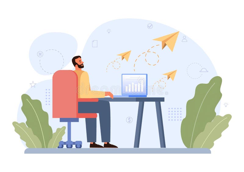 Sharing Concept. Character Using Devices To Share Posts in Social Stock ... Sharing Concept. Character Using Devices To Share Posts in Social Stock ...