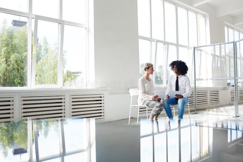 Sharing Creative Ideas with Colleague Stock Image - Image of women ...