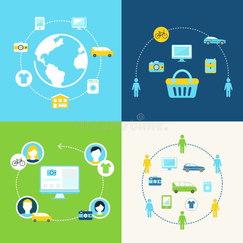 Sharing Economy and Collaborative Consumption Concept Illustration ...