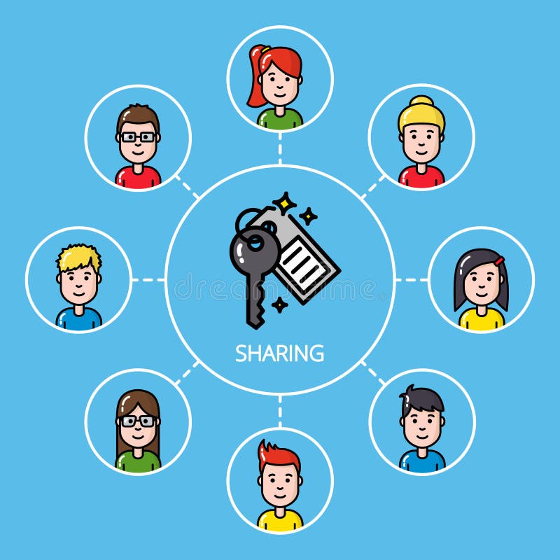 Sharing Economy Set of Various Outline Icons Stock Vector ...