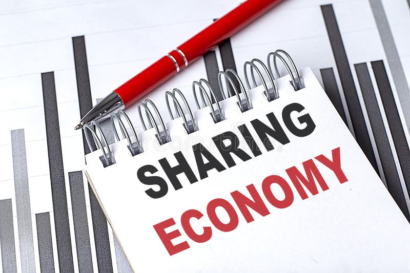 SHARING ECONOMY Text on Notebook on Chart with Pen Stock Image - Image ...
