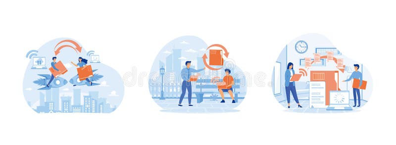 Sharing File, Transfer of Documentation, People Send Files for Business ...