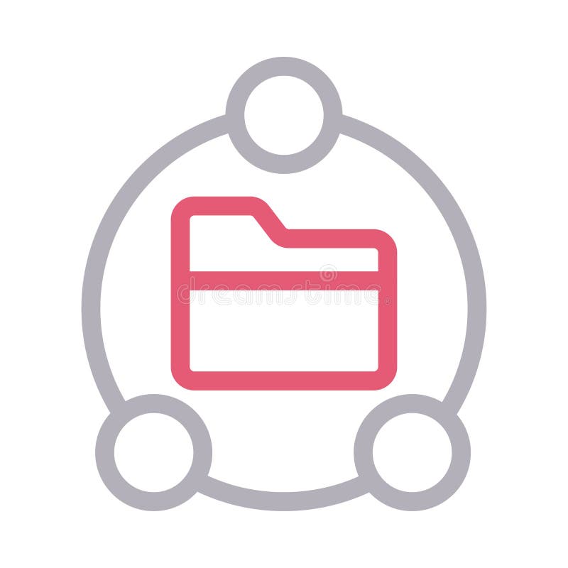 Sharing Folder Vector Color Line Icon Stock Vector - Illustration of ...