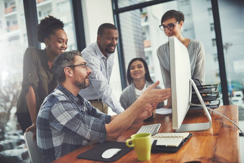 Sharing His Vision with the Team. a Group of Businesspeople Gathered ...