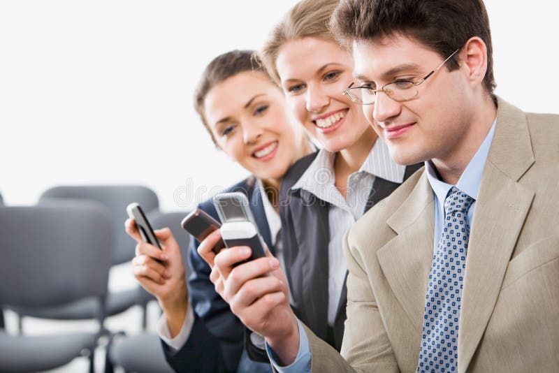 Team Meeting Sending Text Messages Stock Image - Image of group, ethnic ...