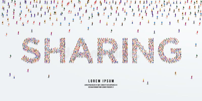 Sharing. Large Group of People Form To Create Sharing Stock Vector ...