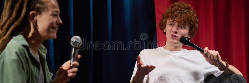 Sharing Laughter during an Engaging Panel Discussion Stock Photo ...