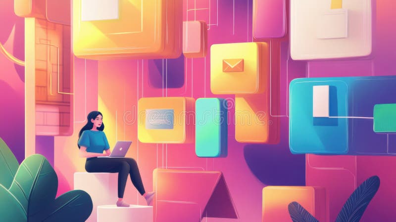 Sharing daily Life Updates through Digital Platforms Stock Illustration ...