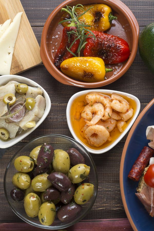 Spanish tapas on table stock image. Image of appetizer - 105544501