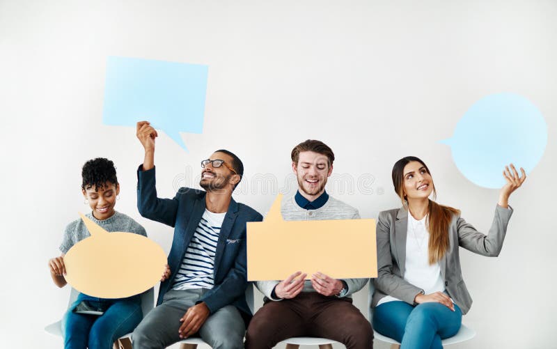 Sharing Our Opinions. Shot of a Diverse Group of Creative Employees ...