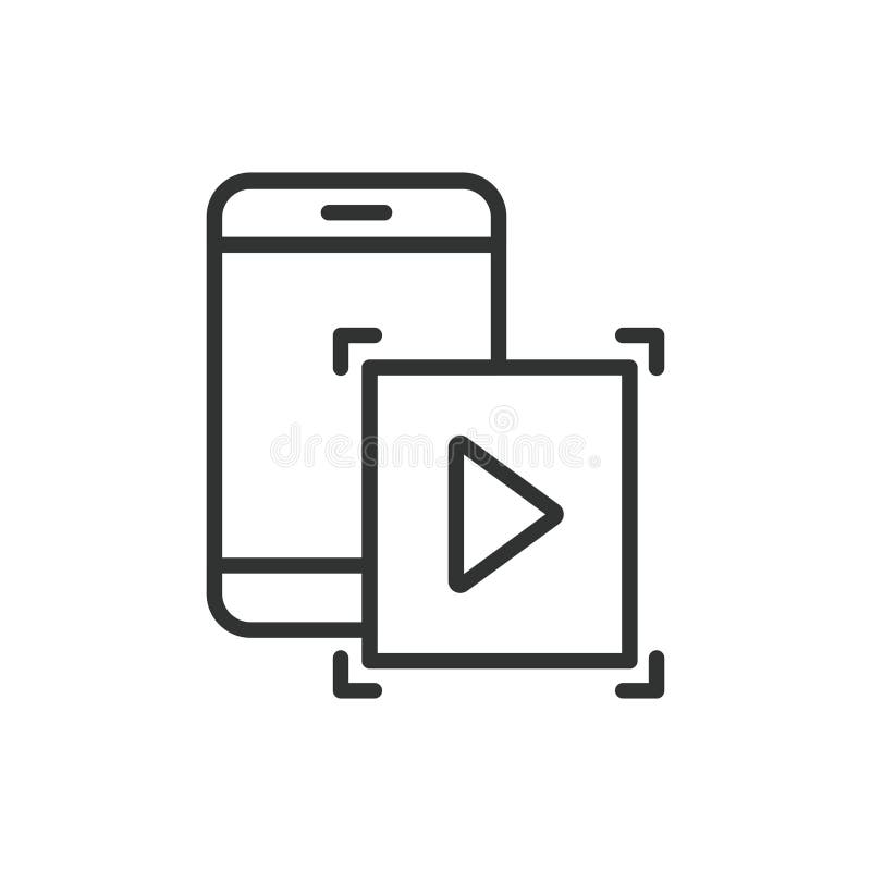 Sharing Phone Screen, in Line Design. Mirroring, Mobile Display ...