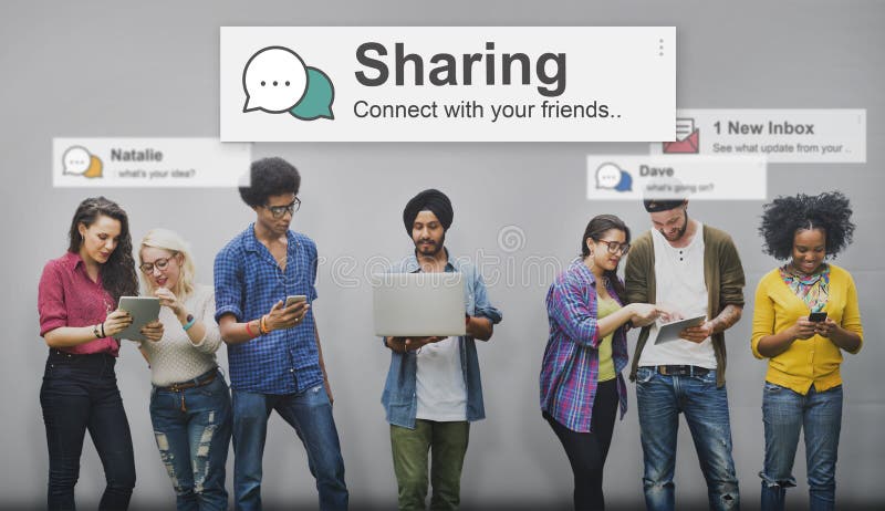 Sharing Share Social Networking Connection Communication Concept Stock ...