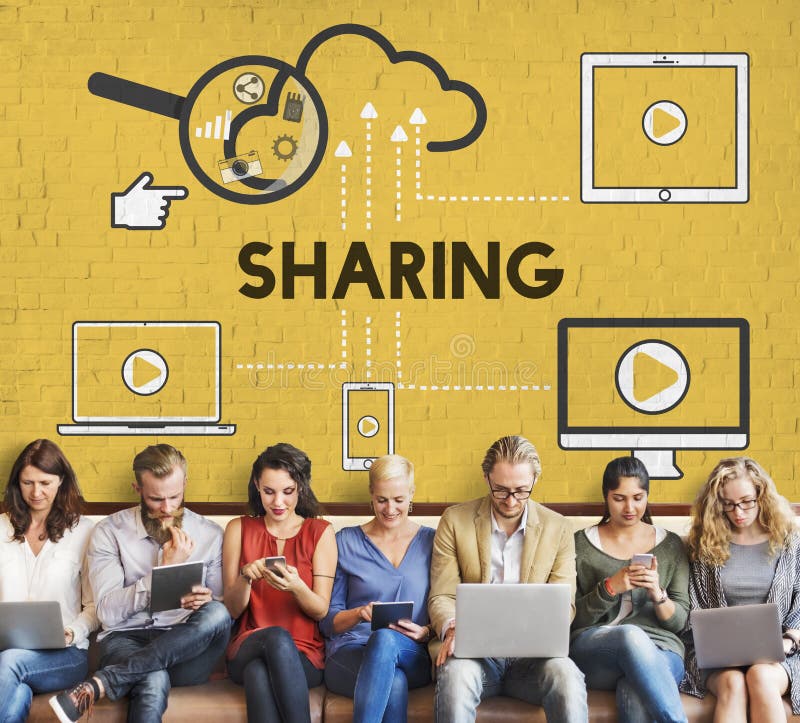 Sharing Storage Cloud Connection Devices Concept Stock Image - Image of ...