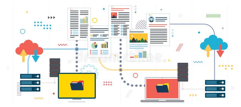 Transferring Documents or Data To a Cloud. Stock Illustration ...