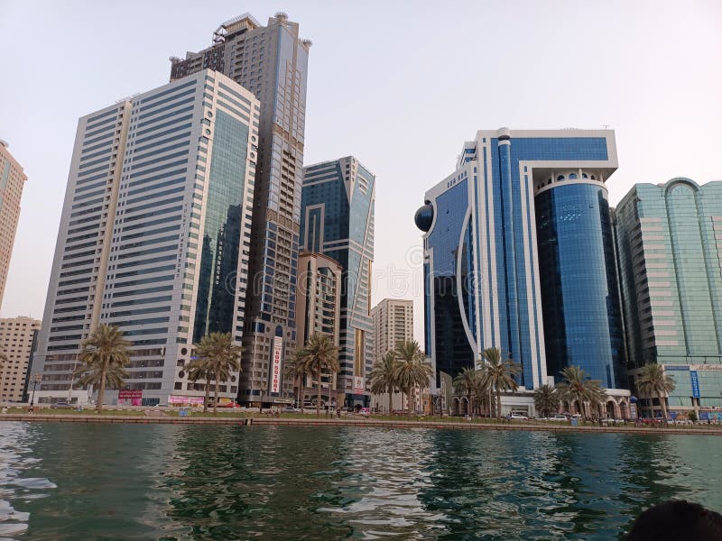 Sharjah UAE Beachfront Skyline View Stock Photo - Image of view ...
