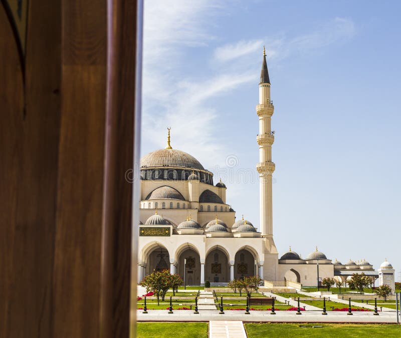 Sharjah, UAE - Shot of the Largest Sharjah Mosque. Religion Stock Photo ...