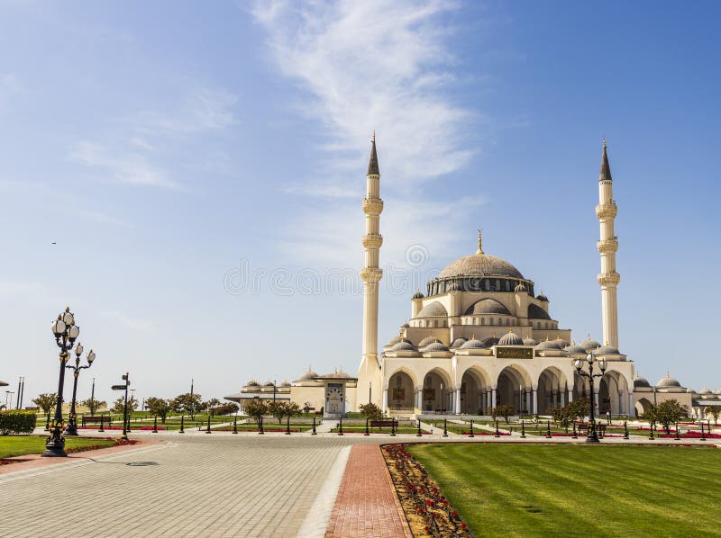 Sharjah, UAE - Shot of the Largest Sharjah Mosque. Religion Stock Image ...