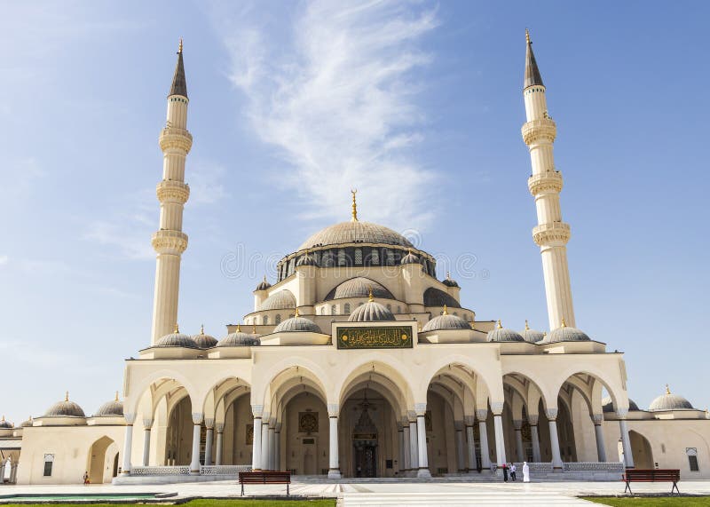 Sharjah, UAE - Shot of the Largest Sharjah Mosque. Religion Stock Image ...