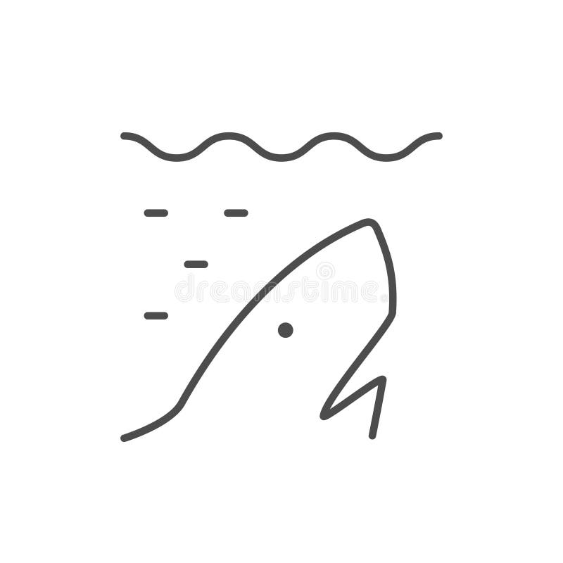 Shark Animal Line Outline Icon Stock Vector - Illustration of sign ...