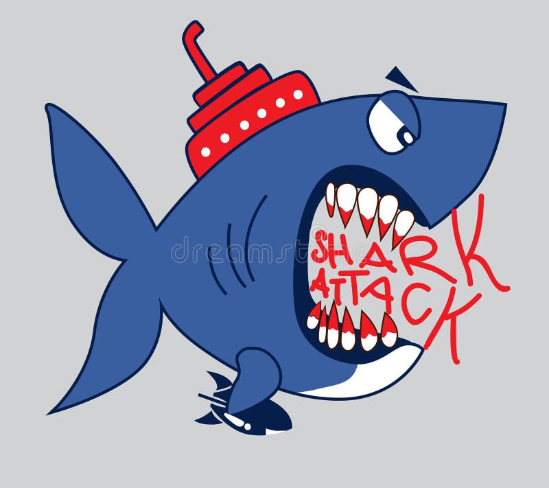 Shark Attack Print Vector Art Stock Illustration - Illustration of ...
