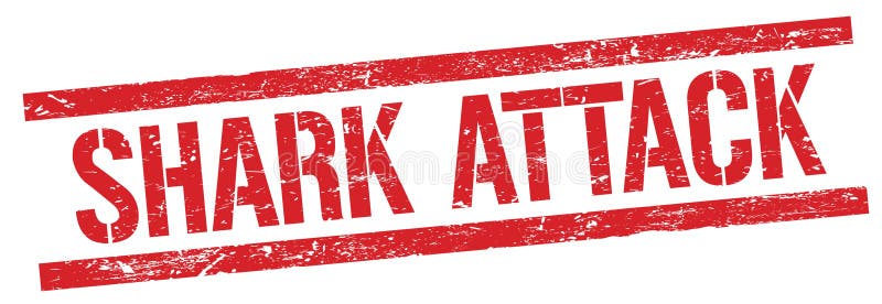 SHARK ATTACK Text on Red Green Ribbon Stamp Stock Illustration ...