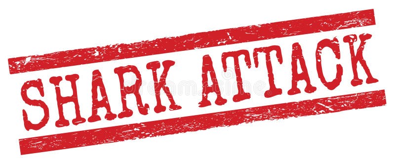 SHARK ATTACK Text on Red Green Ribbon Stamp Stock Illustration ...