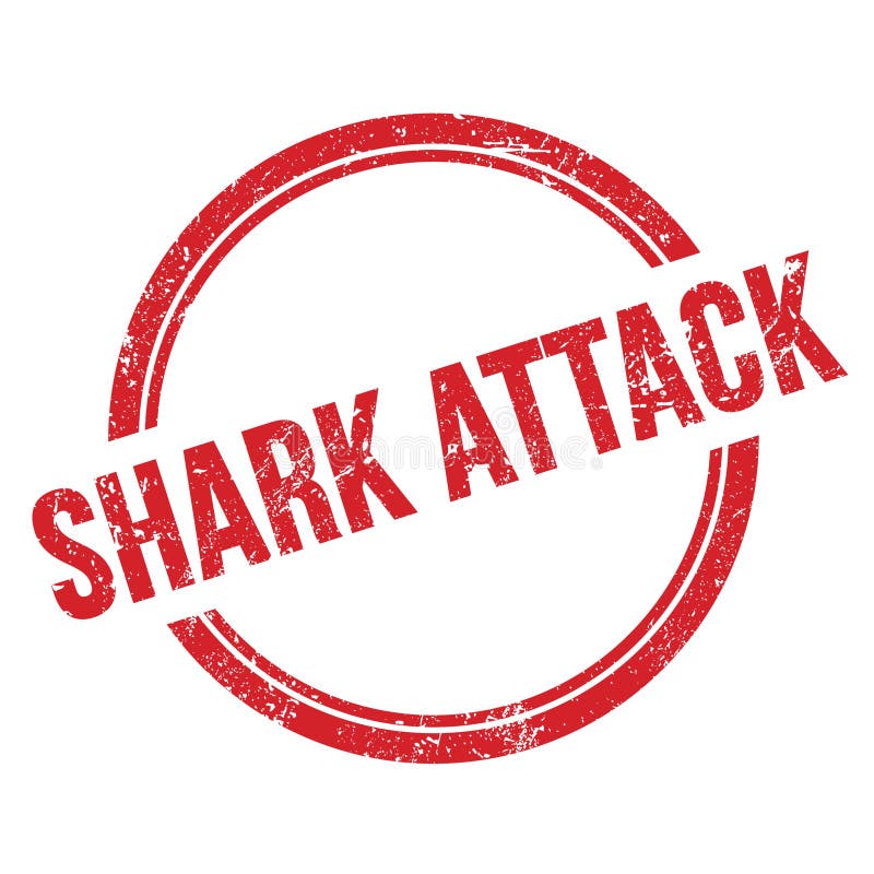 SHARK ATTACK Text Written on Red Grungy Round Stamp Stock Illustration ...