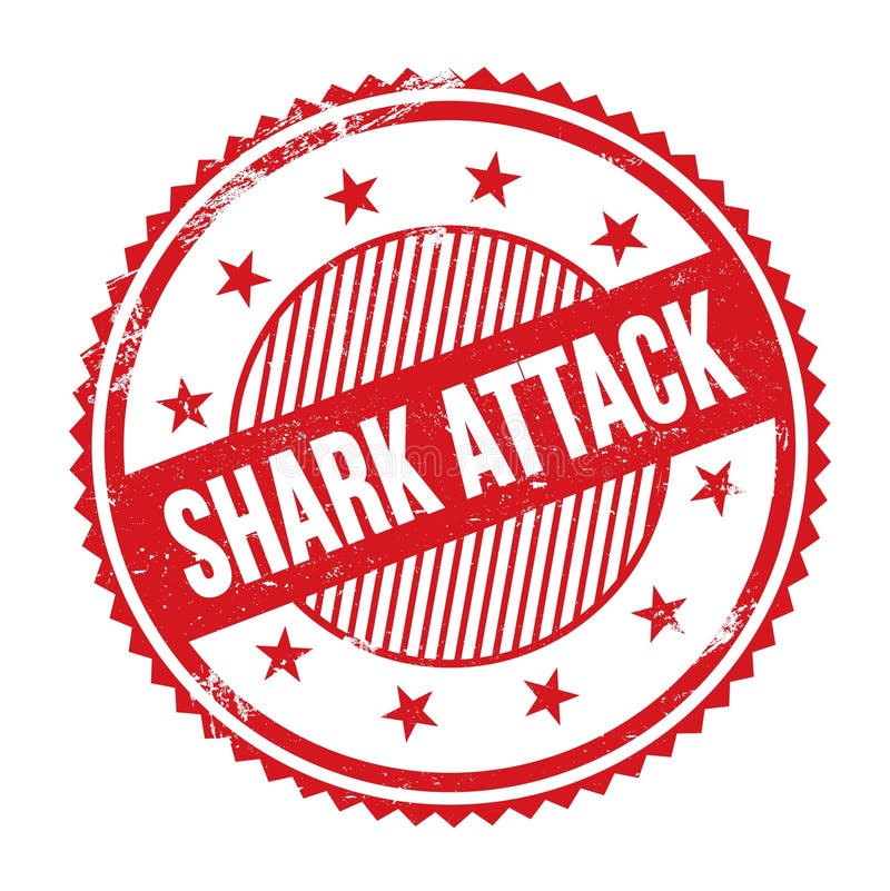 SHARK ATTACK Text on Red Green Ribbon Stamp Stock Illustration ...