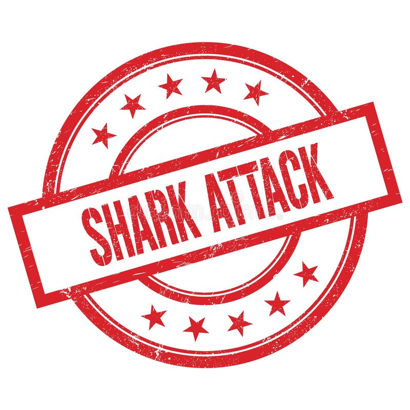SHARK ATTACK Text on Red Green Ribbon Stamp Stock Illustration ...
