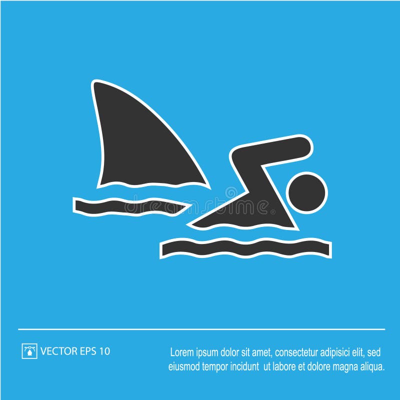 Shark Attack Vector Icon Eps 10. Fish Fin and Swimmer Symbol Stock ...