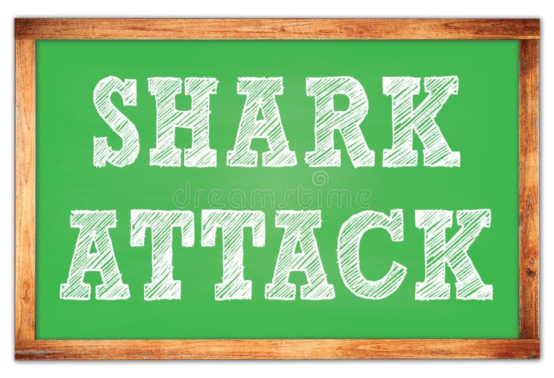 SHARK ATTACK Words on Green Wooden Frame School Blackboard Stock Photo ...