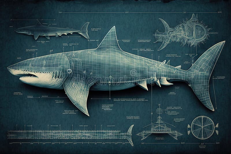 Shark Blueprint Illustration Generative Ai Stock Illustration ...
