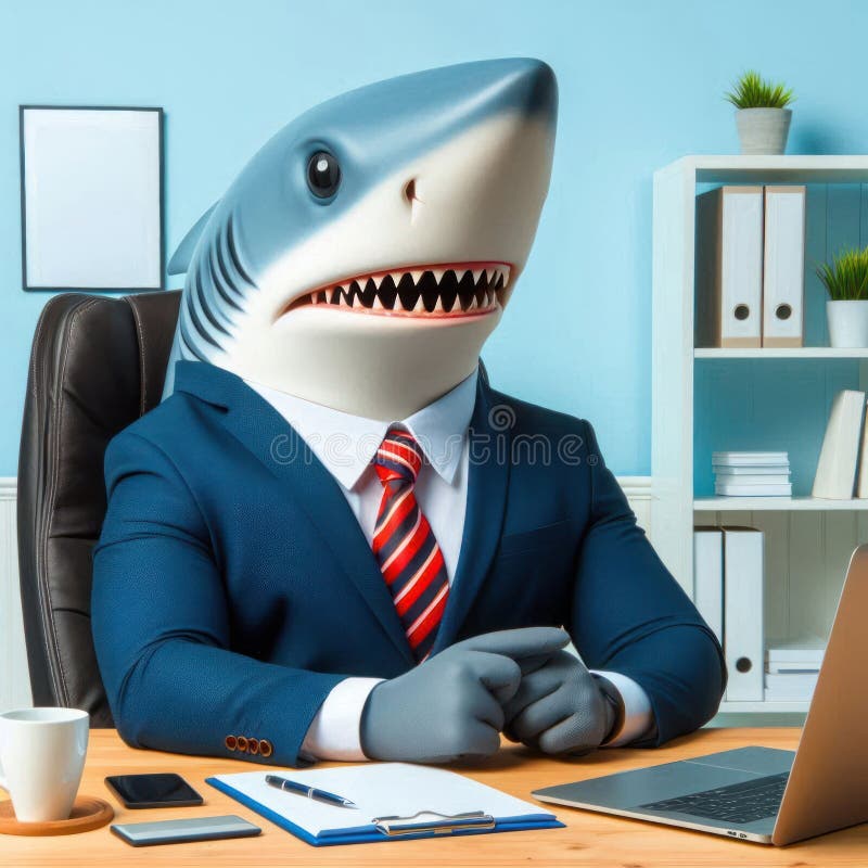 Shark in a Business Suit at the Table. Stock Photo - Image of unique ...